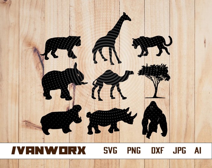 Wild Animals Png Bundle, Wild Animals Head Clipart Set, Safari Animals ...