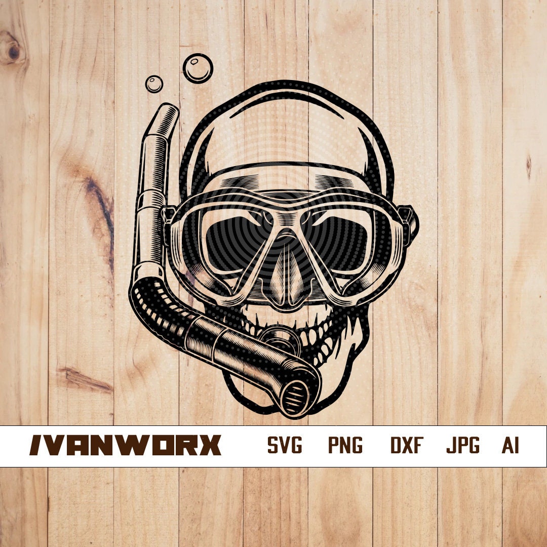 Skull Scuba Diver Svg | Skull Diver Svg | Skull Svg | Scuba Dive Svg ...