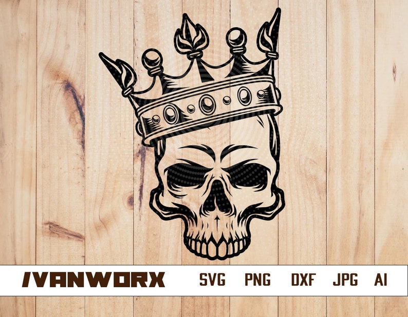 King Skull Crown Svg Skeleton Leader Clipart Royal Highness Cut File ...