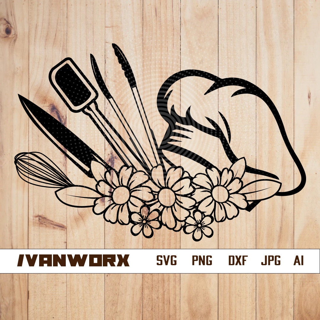 Chef Tools Floral Svg | Chef Tools Png | Chef Tools Cut File | Chef ...