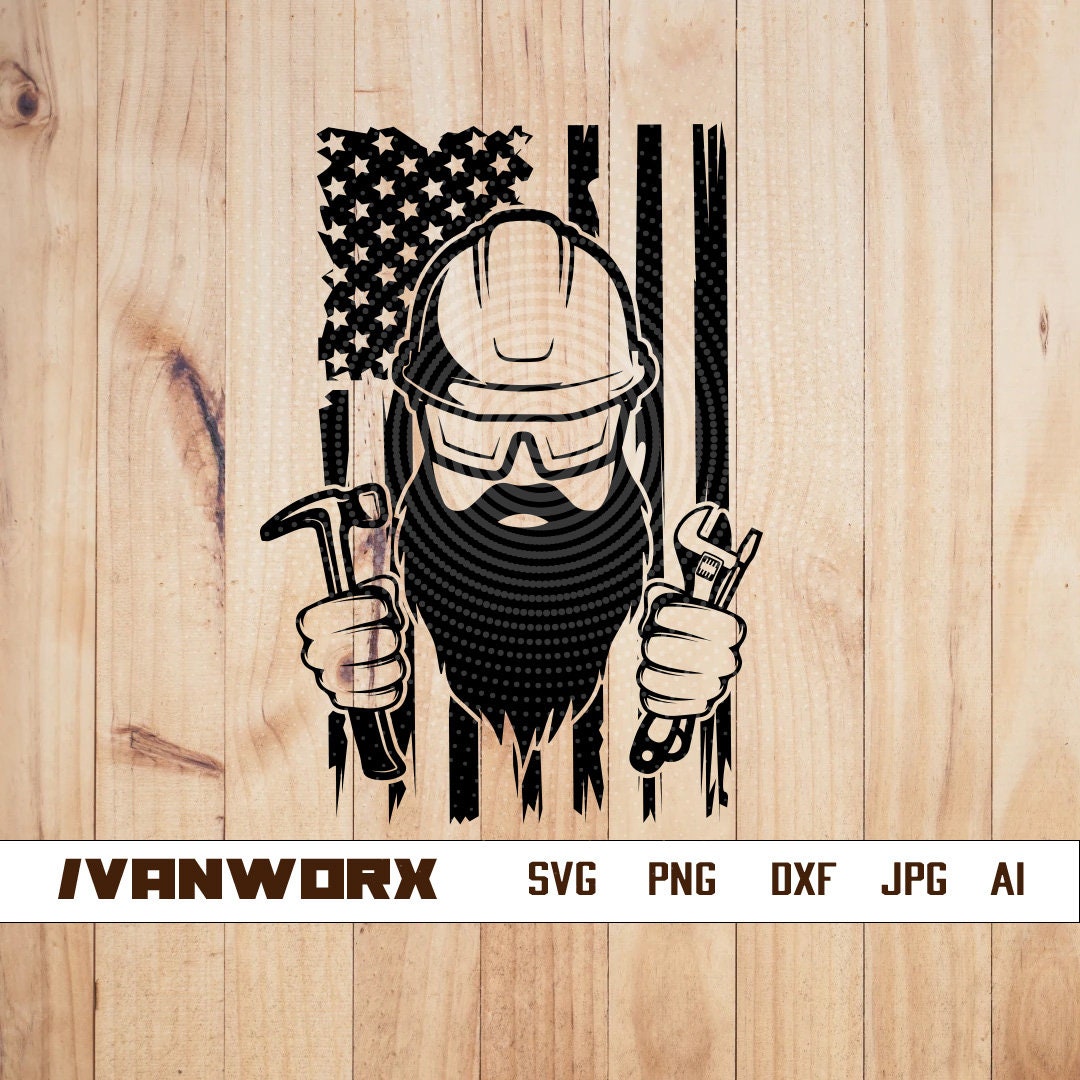 US Beard Man Construction Svg | Construction Dad T-shirt Design Gift ...