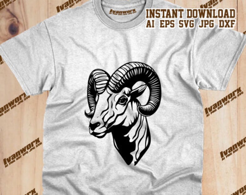 Ram Head SVG Ram SVG Farm Animal Decal Graphics Illustration T-shirt ...