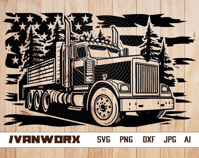 Watercolor Logging Truck Clipart Bundle: Timber Lorry PNG Files ...