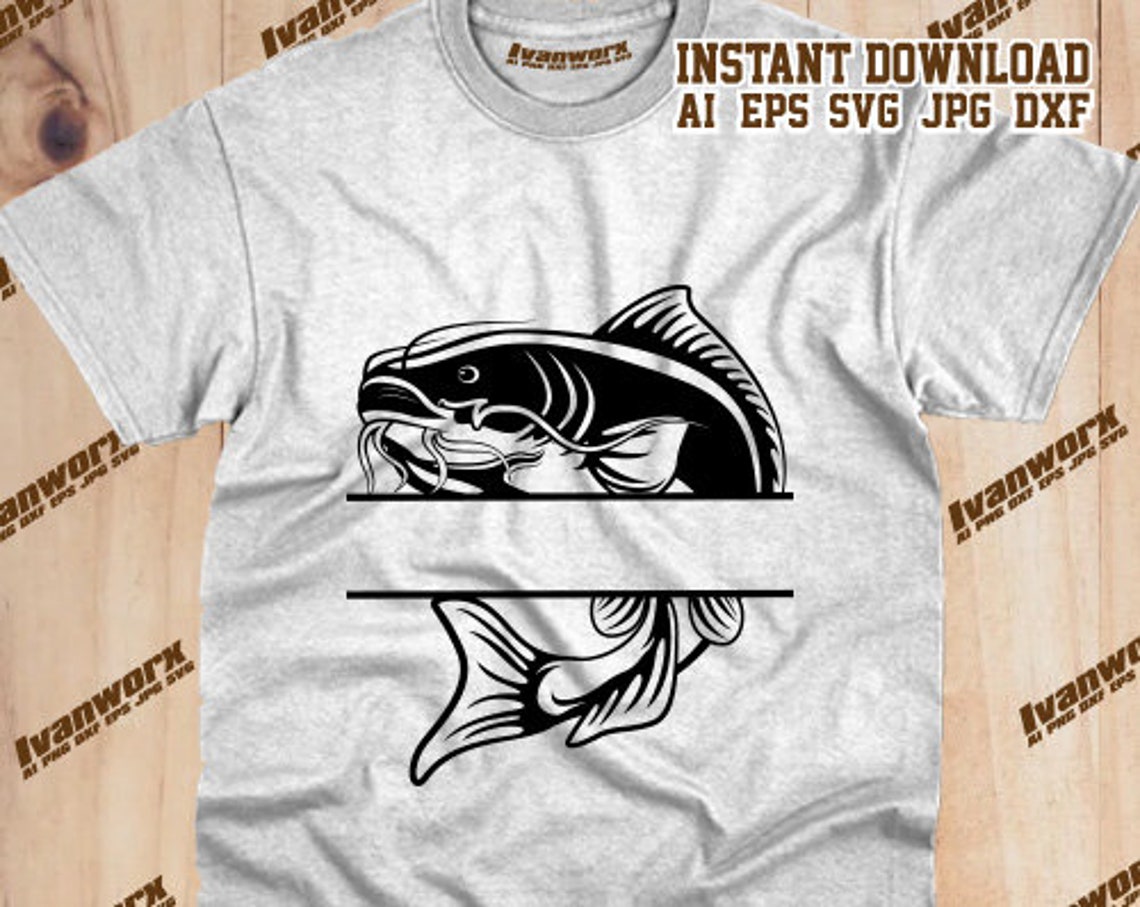 Catfish Outdoor Fishing Scene Svg | Catfish Clipart | Catfish T-shirt ...