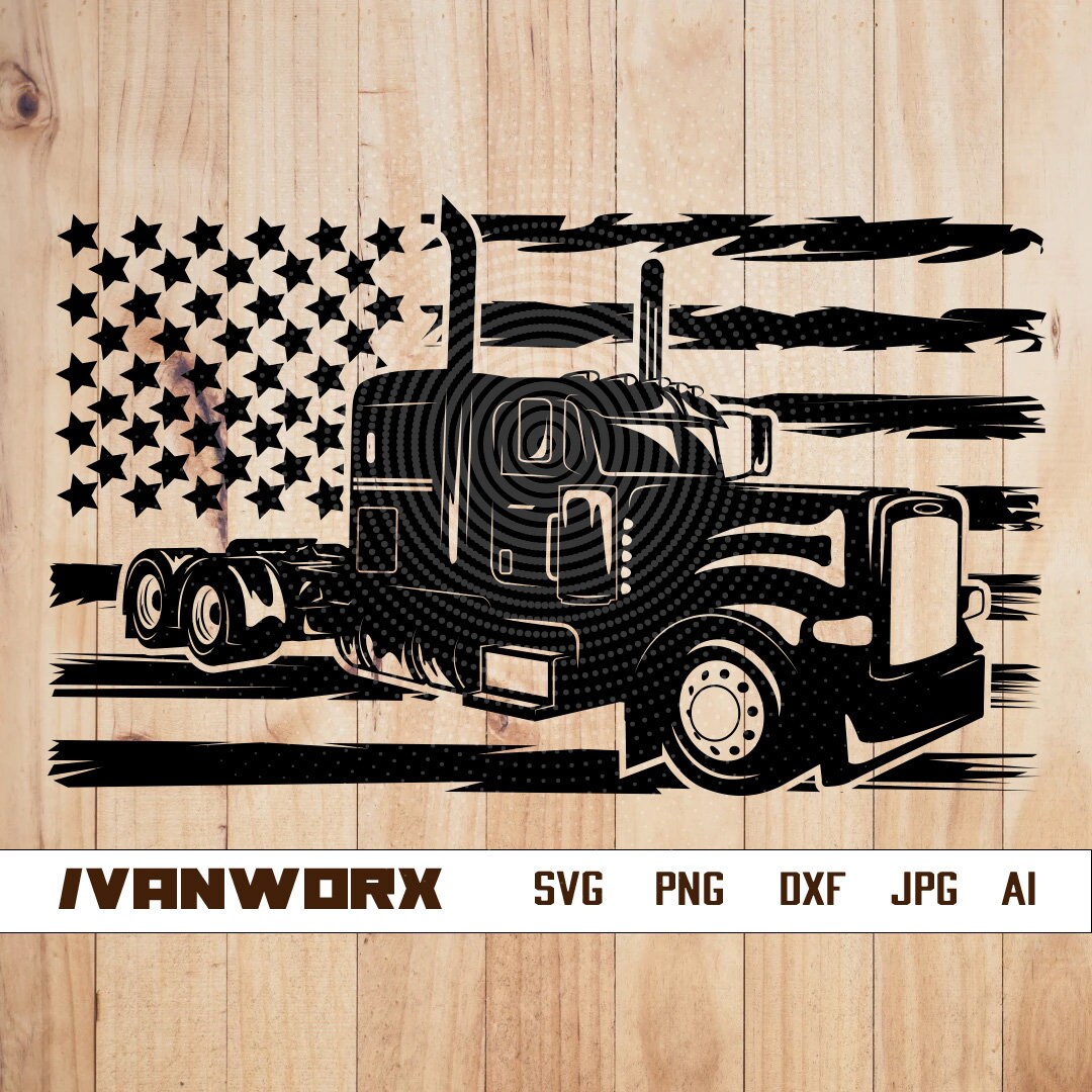 US Semi Truck Svg Semi Truck Png US Flag Semi Truck Clipart Semi Truck ...