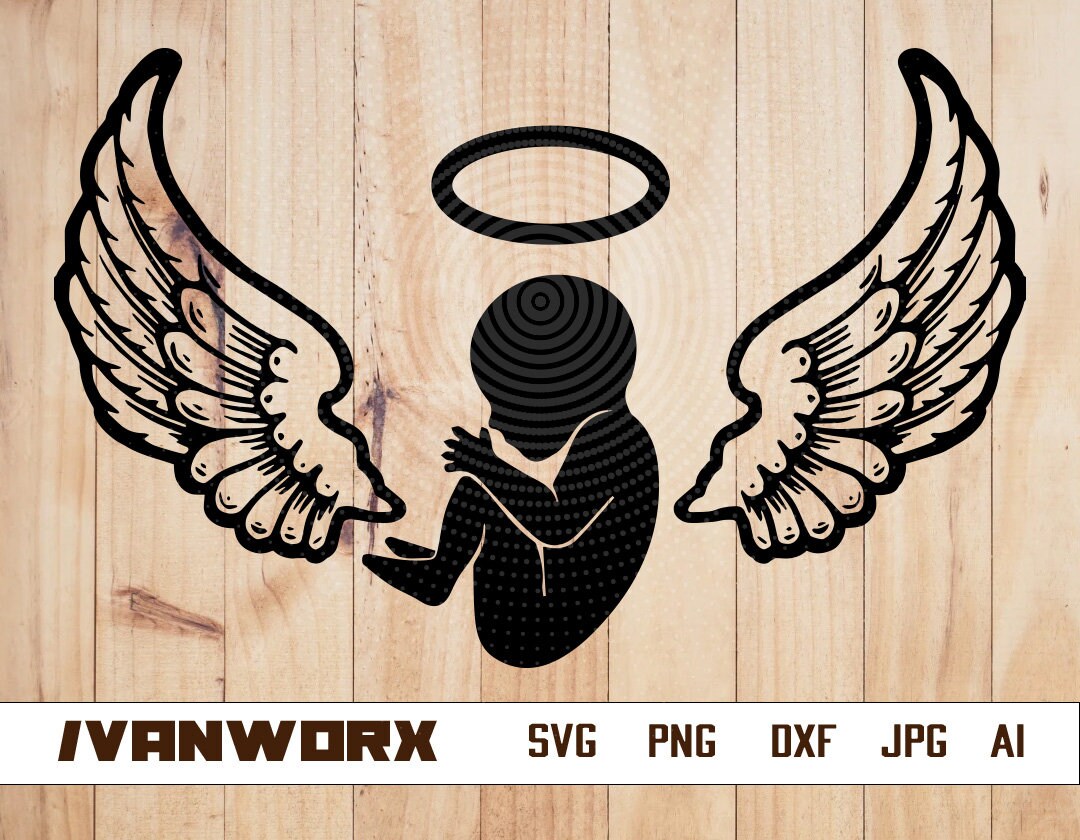 Baby Loss Svg | Angel Baby Svg | Angel Wings and Halo | Infant Loss Memorial Svg | Miscarriage ...