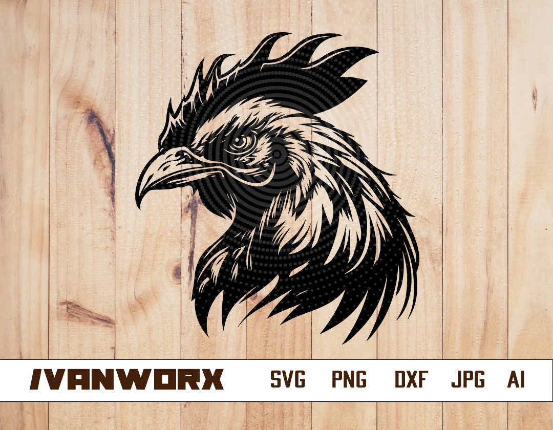 Rooster Svg | Cock Head Svg | Rooster Clipart | Strong Chicken Breed ...