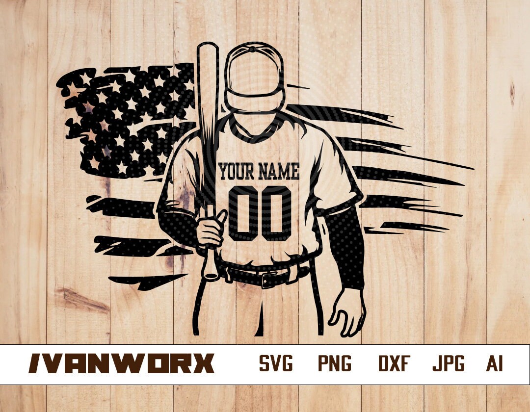 US Baseball Player Svg | Baseball Clipart | Personalized Name Svg ...