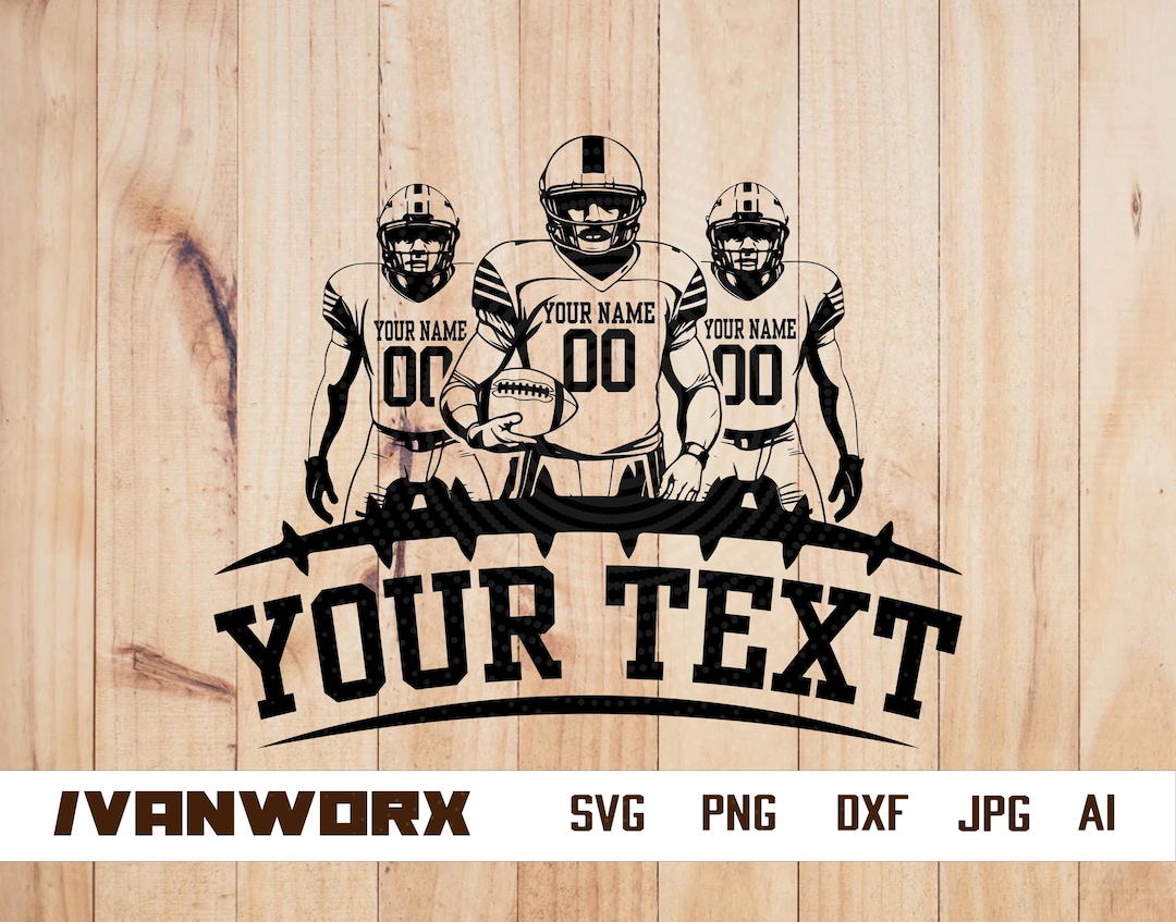 Three Football Players Svg | Customized Football Player Svg | American ...
