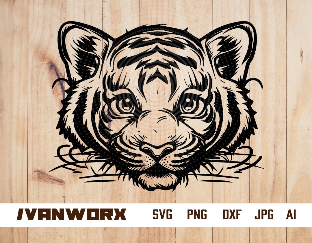 Cute Baby Tiger Svg Cub Clipart Jungle Life Cut File Tiger Stencil ...