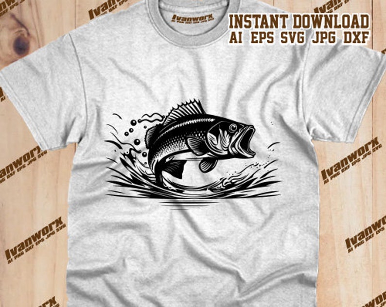 Bass Fish Svg Large Mouth Bass Fish Svg Outdoor Bass Fishing Cut File ...