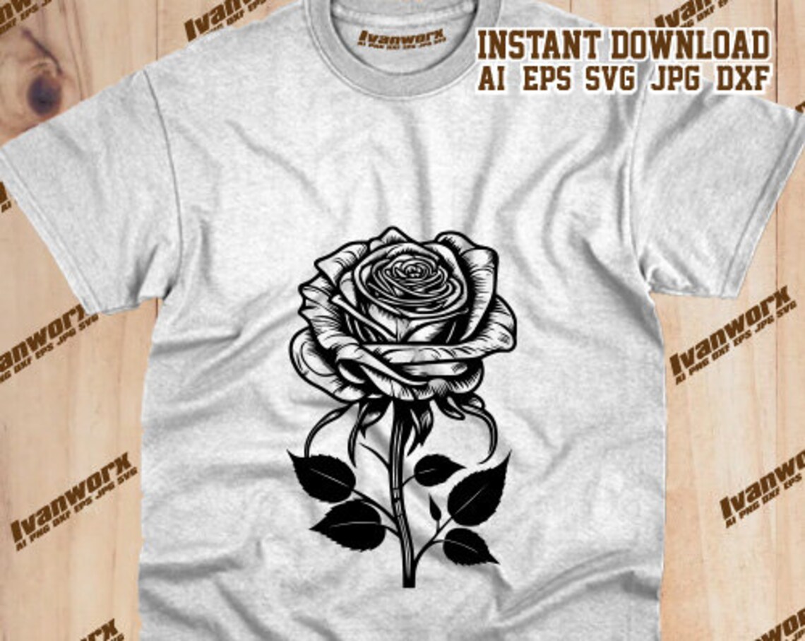 Single Rose Svg | Rose Clipart | Flower Svg | Nature Svg | Bush Svg ...