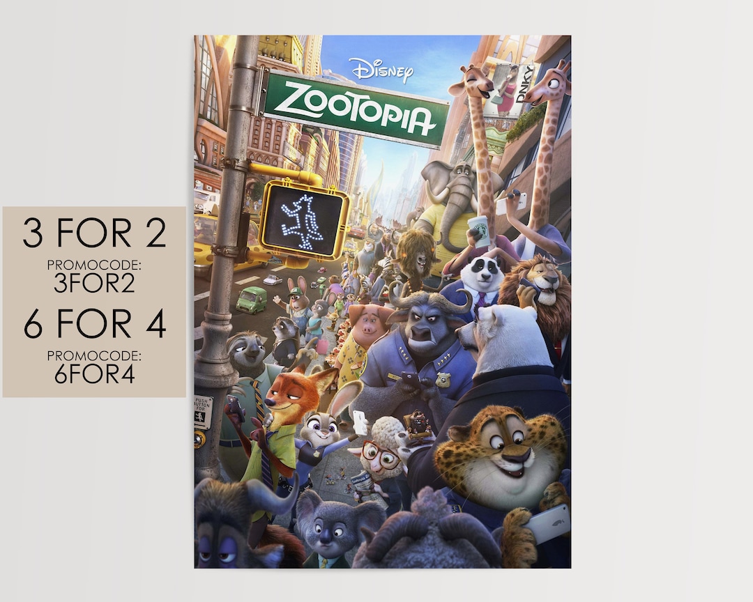 Zootopia 2016 Poster Disney Pixar Movie Poster Art Film Etsy