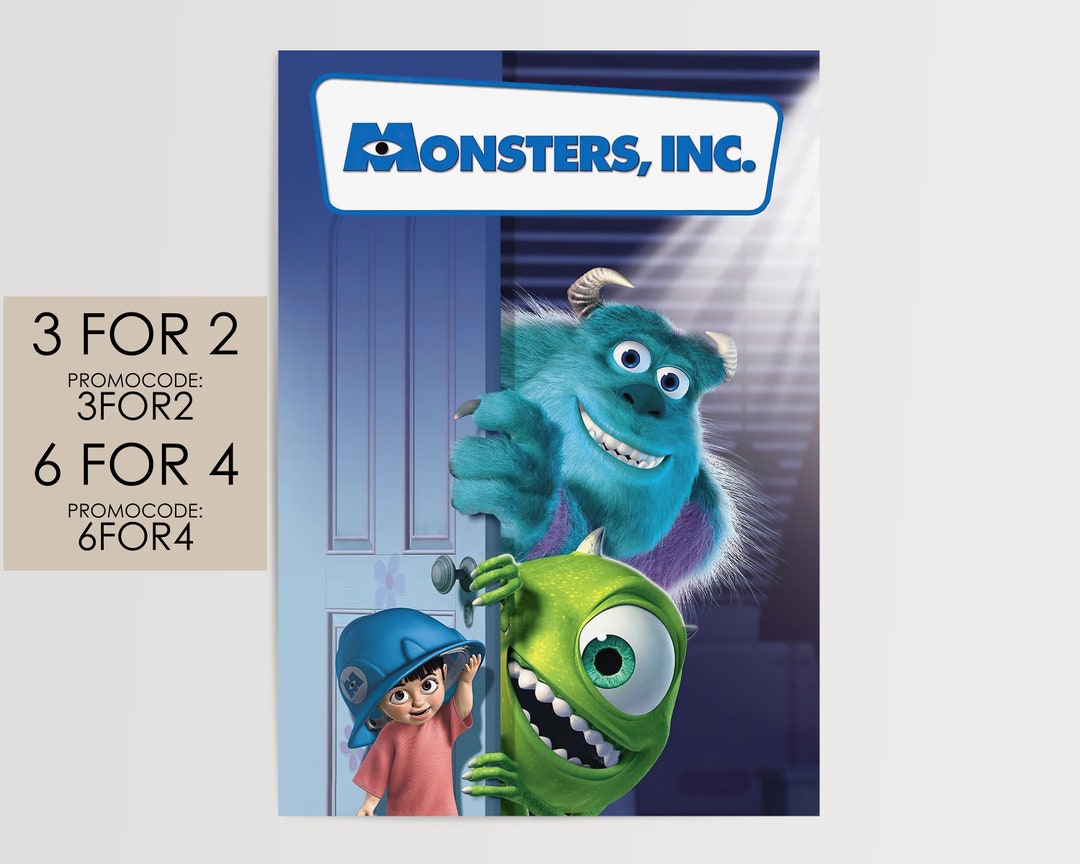Monsters Inc. 2001 Poster Disney Pixar Movie Poster Art Film Print Gift ...