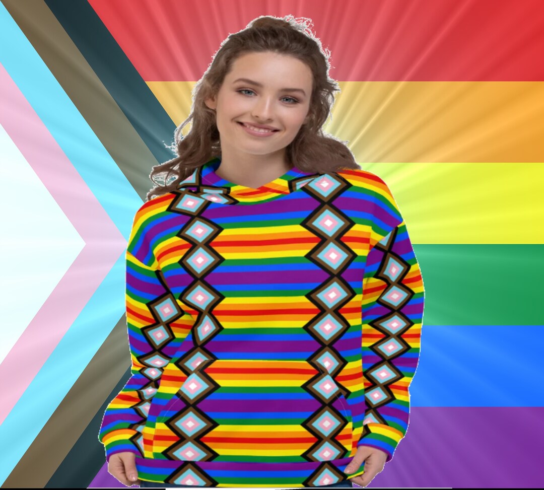 LGBTQ+ Progress Pride Rainbow Flag All Gender Hoodie - Etsy