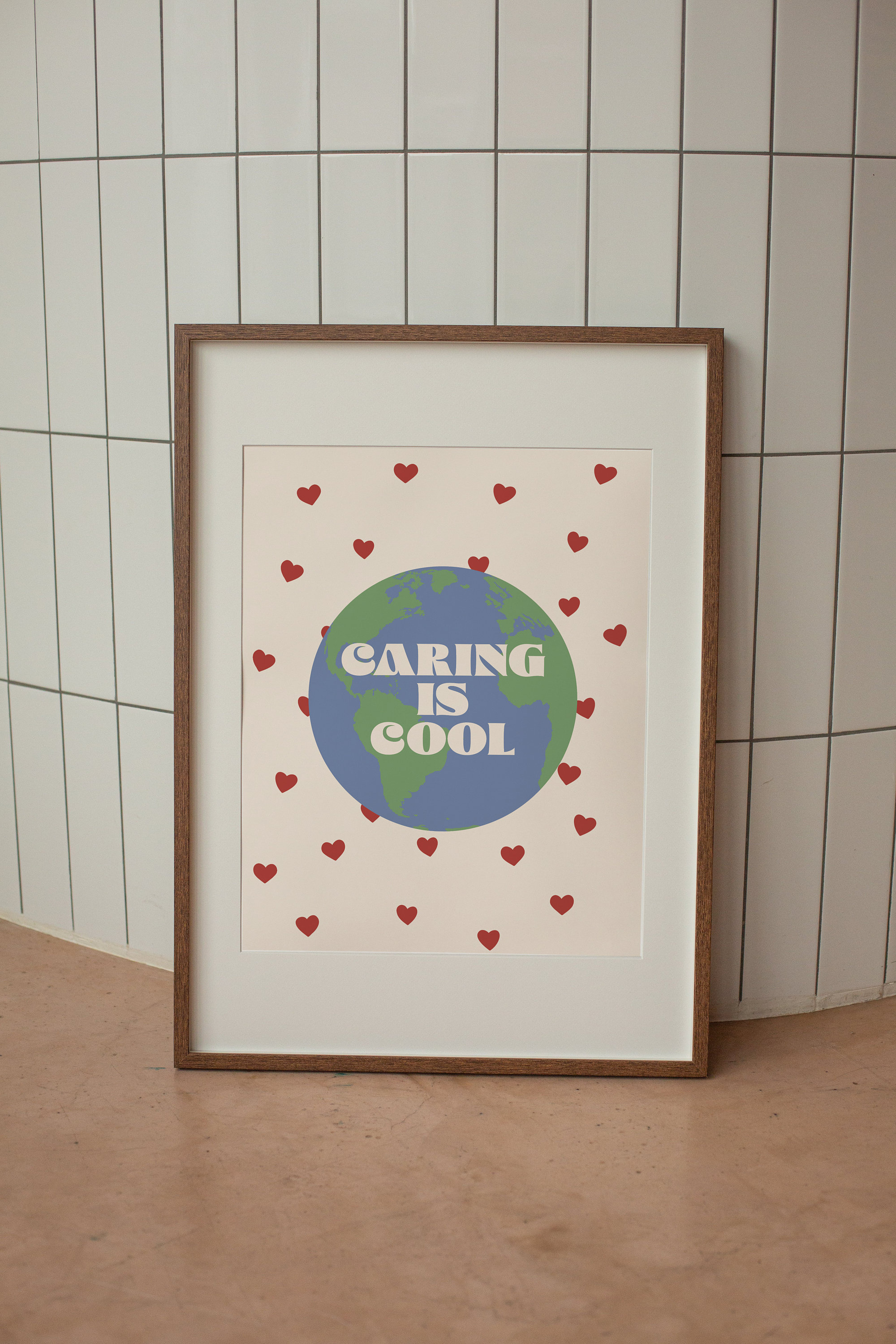 Earth Day Poster Sustainability Wall Art Caring is Cool Planet Wall Art ...