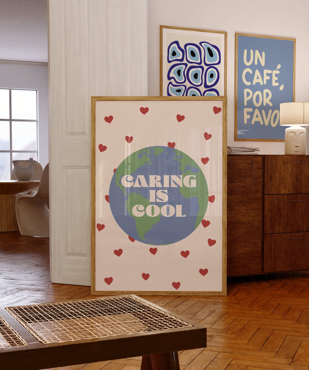 Earth Day Poster Sustainability Wall Art Caring is Cool Planet Wall Art ...