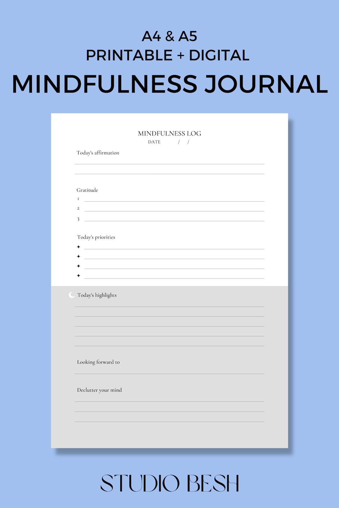 Mindfulness Journal Gratitude Diary Mindfulness Log - Etsy