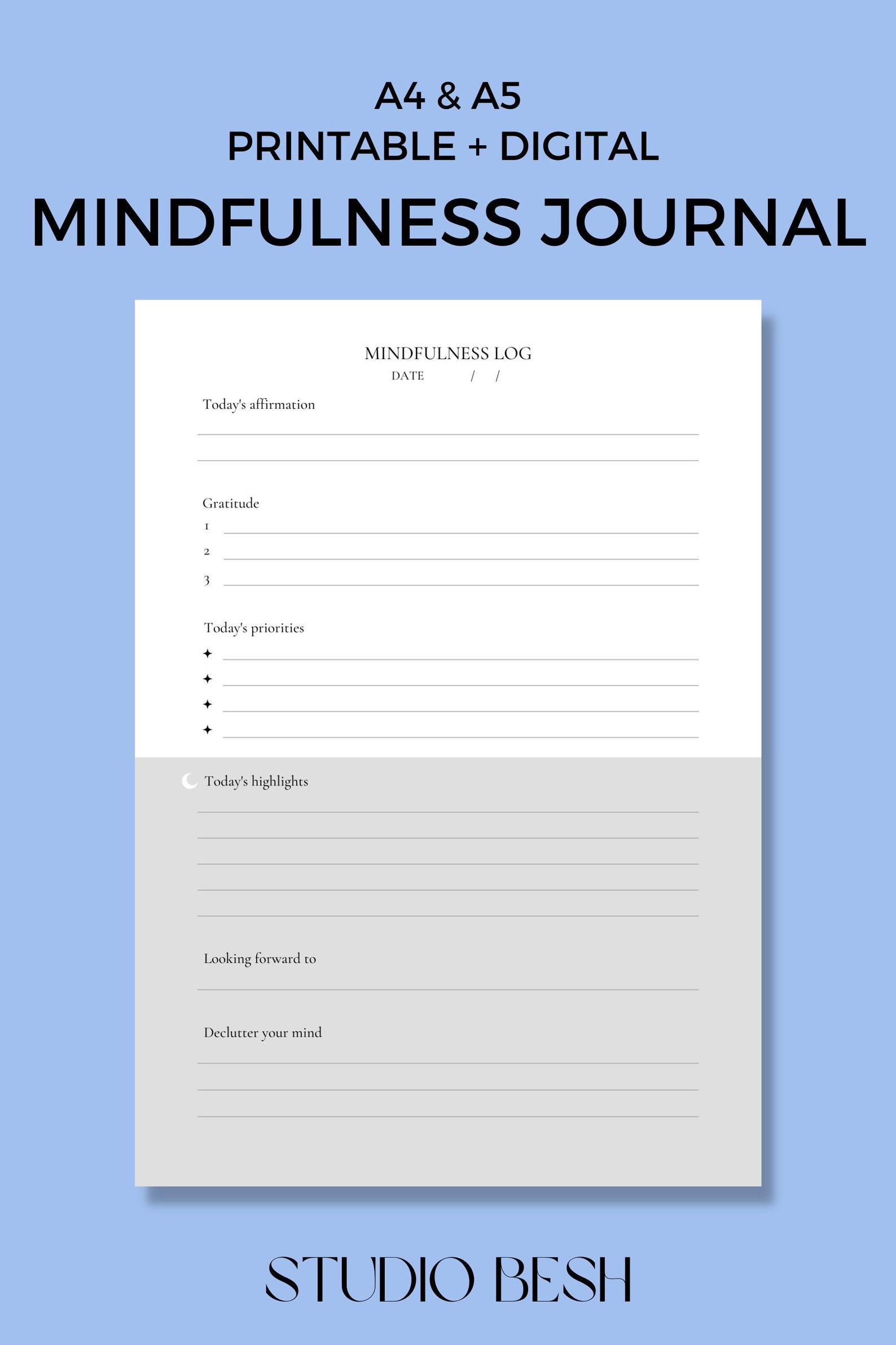Mindfulness Journal Gratitude Diary Mindfulness Log - Etsy