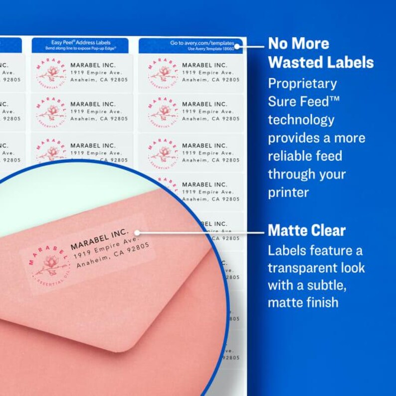 Avery ® 15660, Matte Address Labels, Sure Feed, Rectangle, 1 X 2-5/8 ...