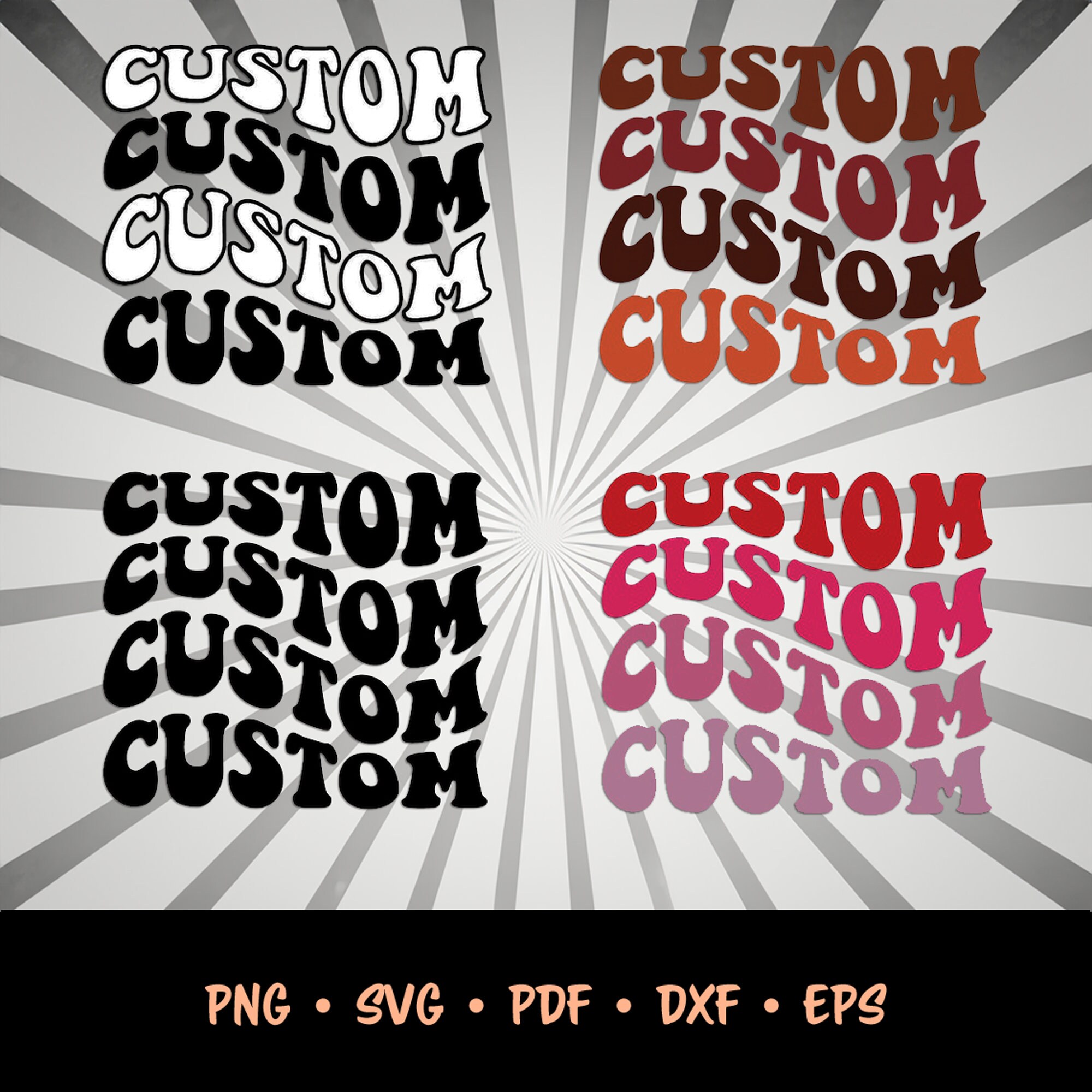 Custom Wavy Retro Text Your Text Here Wavy Font Retro Wave Design ...