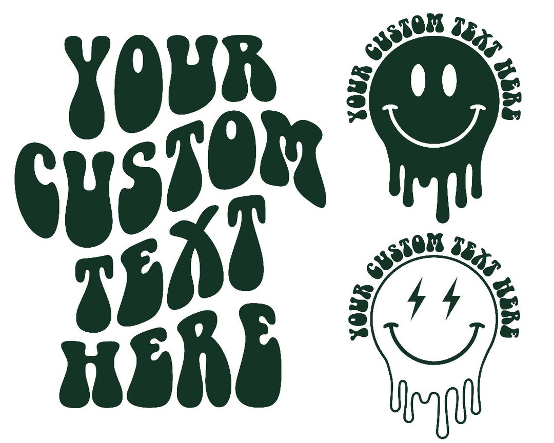 Your Custom Text Wavy Stacked SVG Drippy Smiley Face Lightning Bolts ...