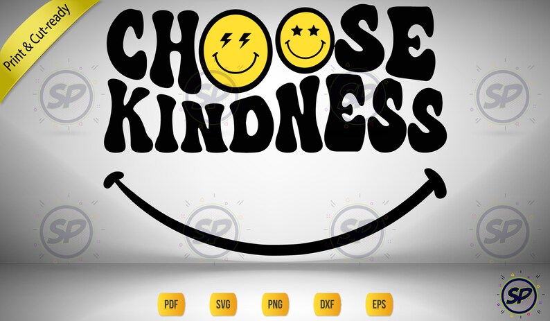 Choose Kindness SVG | Smiley Face | Retro Clipart W/print/cut Files ...