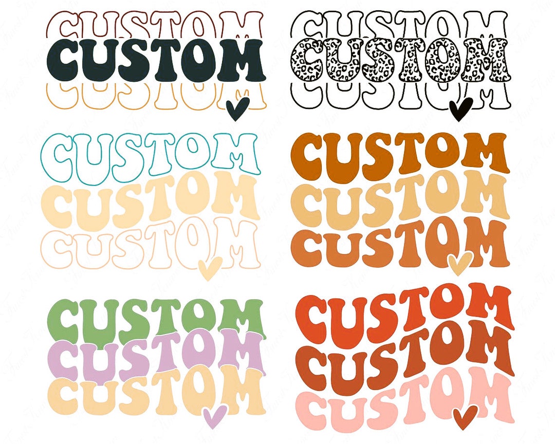 Custom Stacked Wavy Wavy Font Retro Multi-colors Patterns Custom Wavy ...