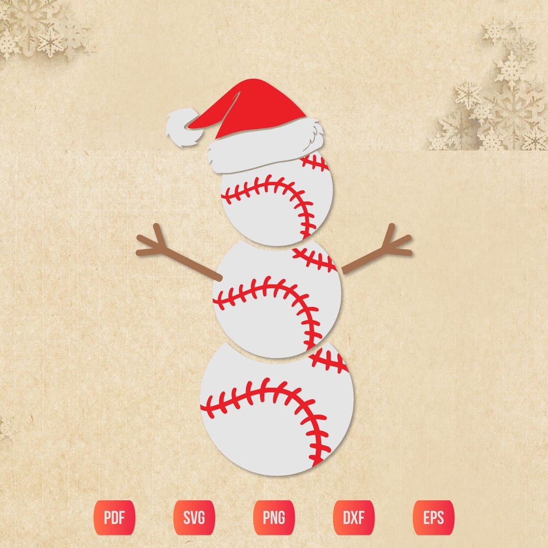 Baseball Snowman SVG | Christmas Ornament, Sports Gift (digital ...