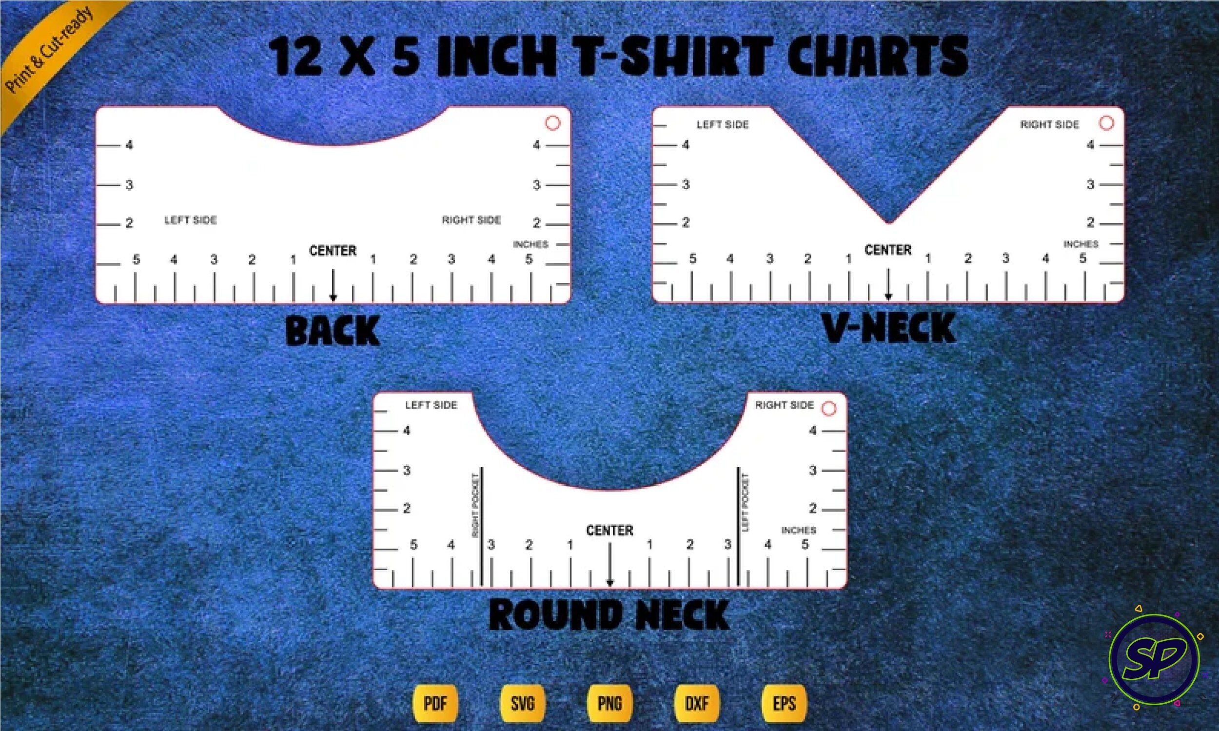 T-shirt Ruler Measurement Printing Guide Charts: Vector W/print/cut ...