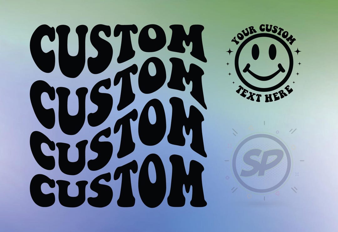Customizable Font Groovy Text SVG Smiley Face Custom Wavy Stacked SVG ...