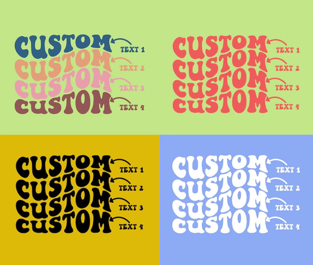 Custom Colorful Stacked Wavy Wavy Font Retro Wave Design Custom Wavy ...