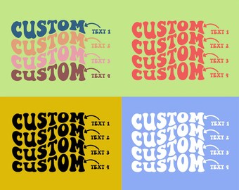 Custom Stacked Wavy Text SVG Custom Retro Wavy Text Png Custom Groovy Letters Wave Font Quote ...
