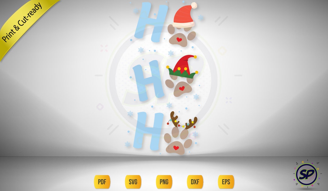 Ho Ho Ho Dog Paws Santa Hat Elf Hat Reindeer Antlers Holiday Clipart ...