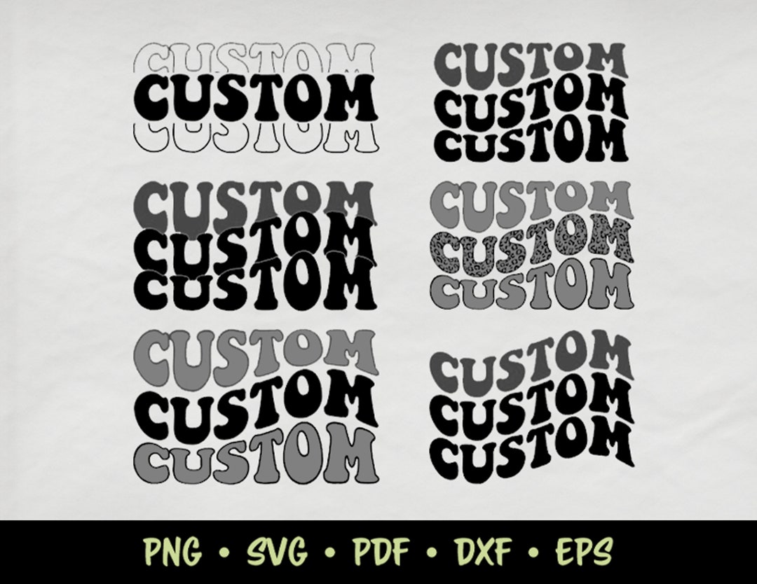 Custom Wavy Stacked SVG Your Text Here Wavy Font Retro Wave Design ...
