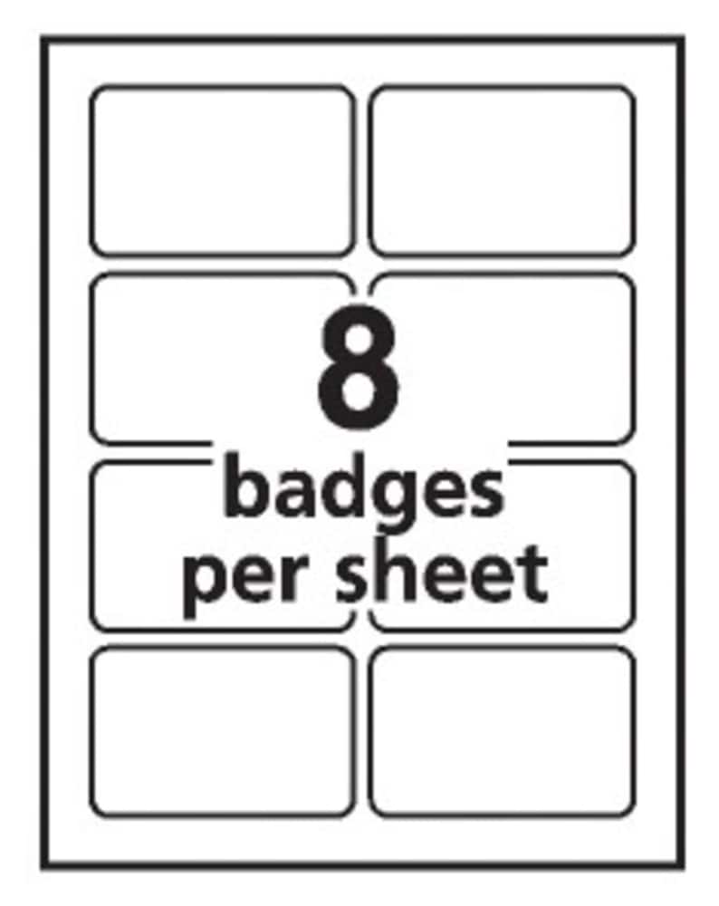 Avery 5895 Flexible Adhesive Name Badge Labels White With Blue Border ...