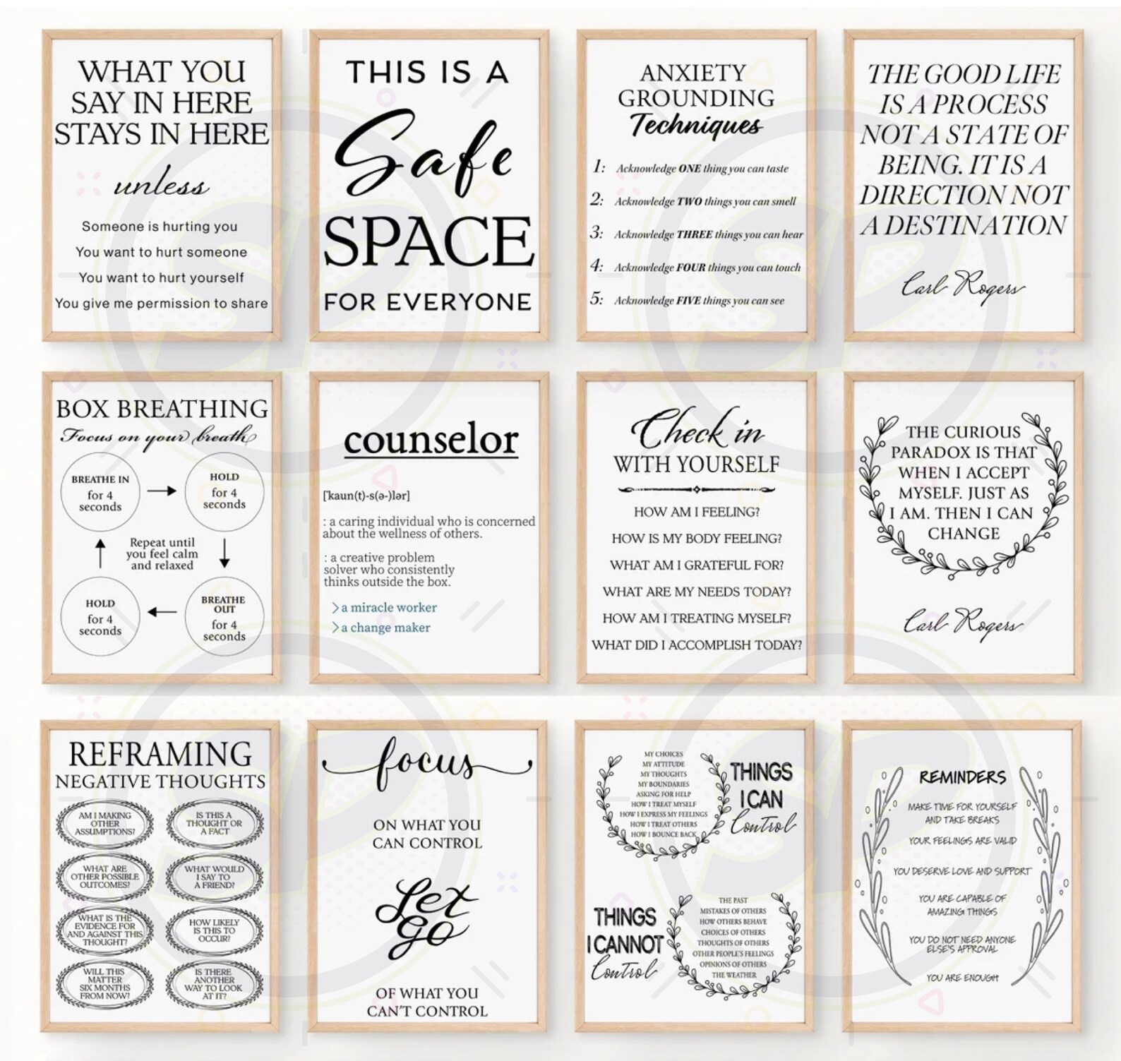 12 Counseling Poster Bundle PDF PNG Printable Wall Art Office Decor ...