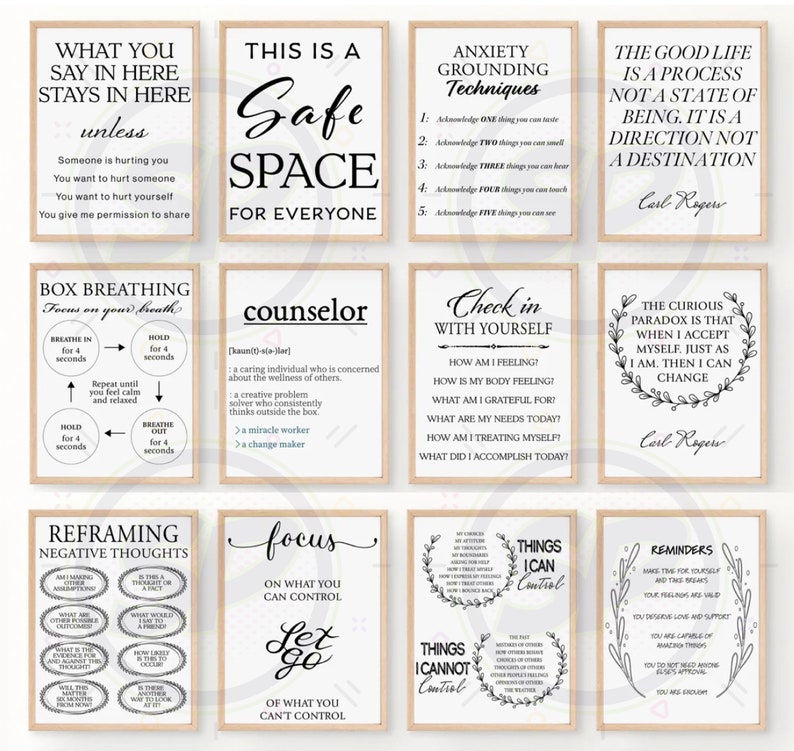 12 Counseling Poster Bundle | PDF | PNG | Printable Wall Art | Office ...