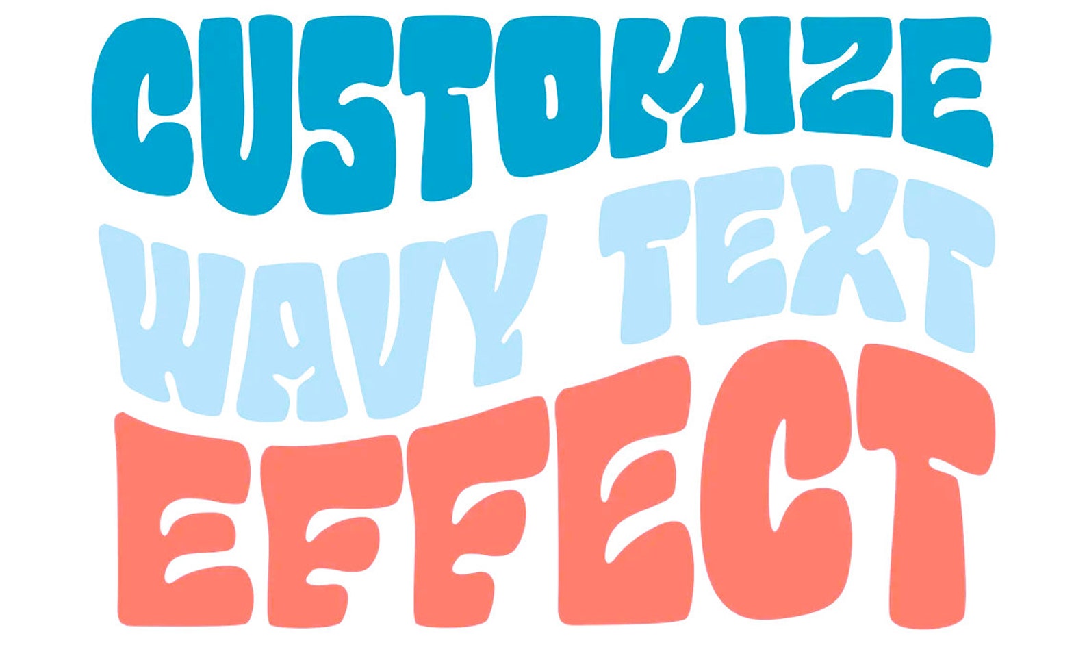 Customize Wavy Text Effect Stacked Wavy Text SVG Hippie Font Vintage ...