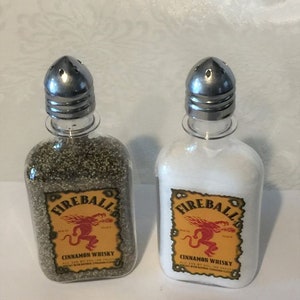 FIREBALL CINNAMON WHISKEY Miniature Salt & Pepper Shakers With Crown ...