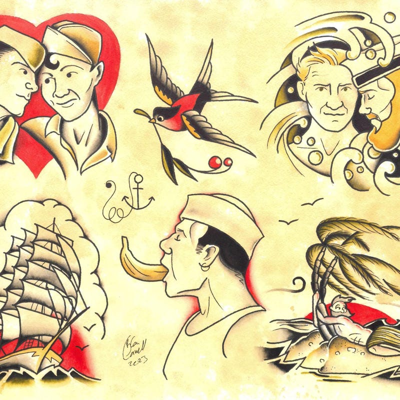 Traditional Tattoo Flash Sheet - Etsy