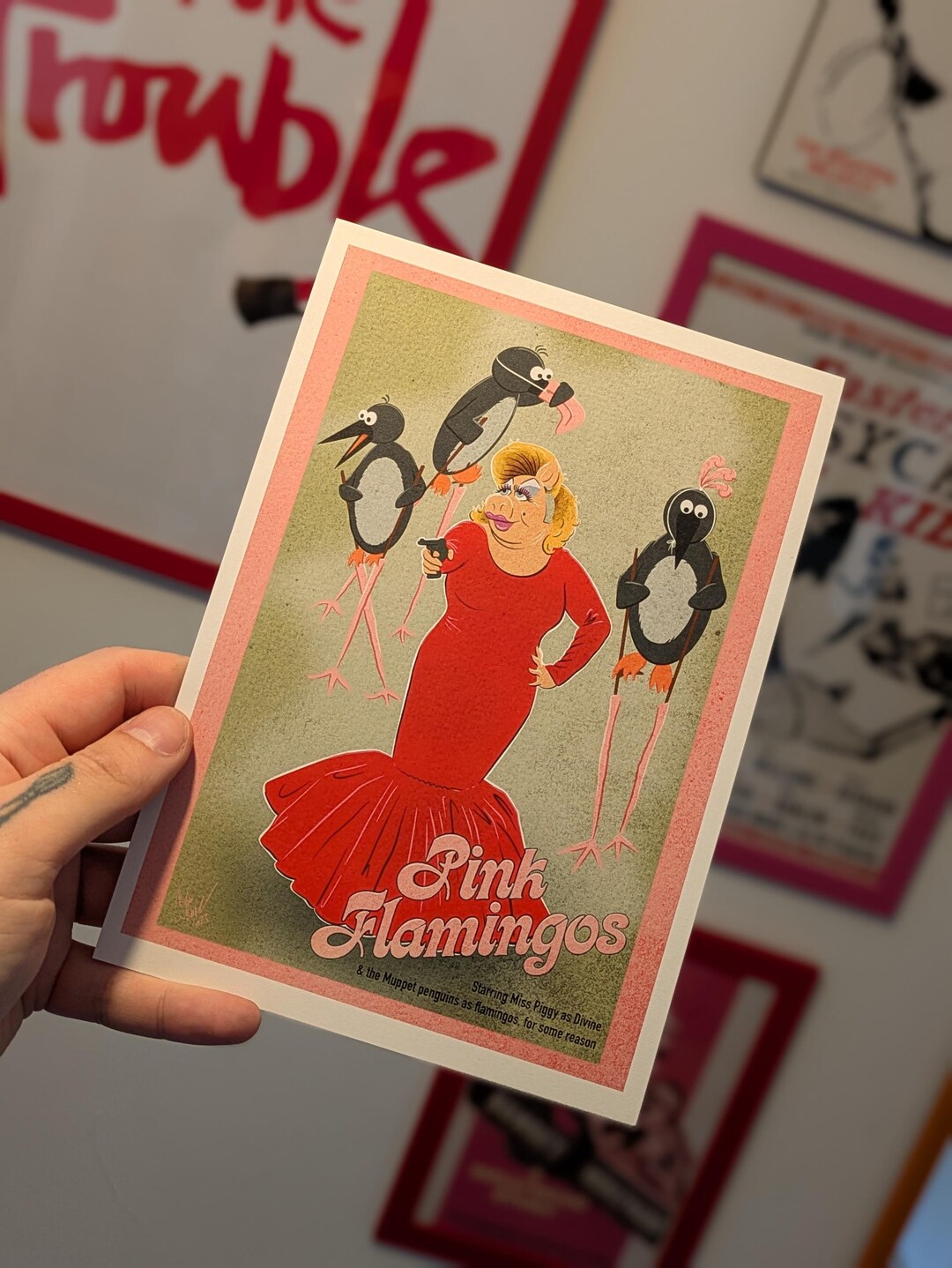 Miss Piggy in Pink Flamingos / Muppets / A5 Print / Movie Mashup - Etsy
