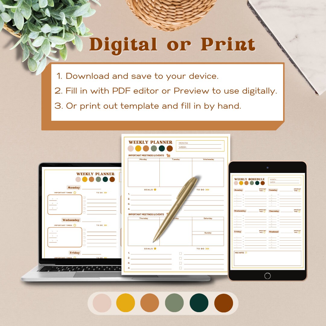 Weekly Planner Bundle Printable, Monday Start, Weekly Planner, Yearly ...