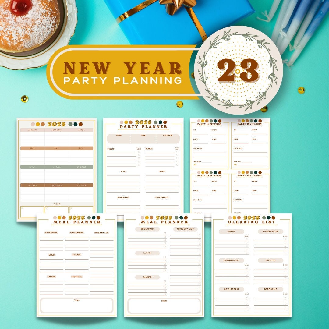 New Year Planner Bundle, New Year Party Planner, Printable Planner ...