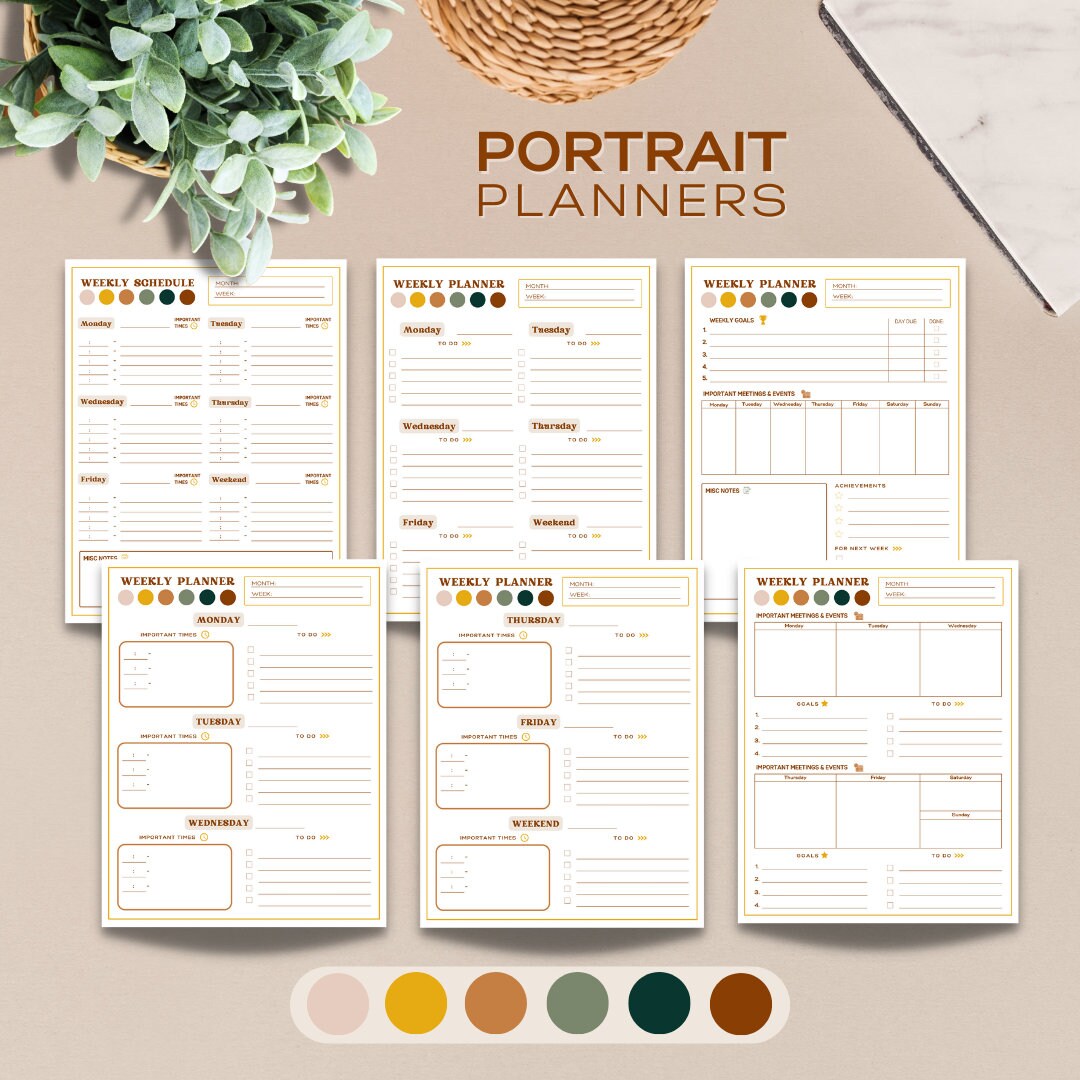 Weekly Planner Bundle Printable, Monday Start, Weekly Planner, Yearly ...