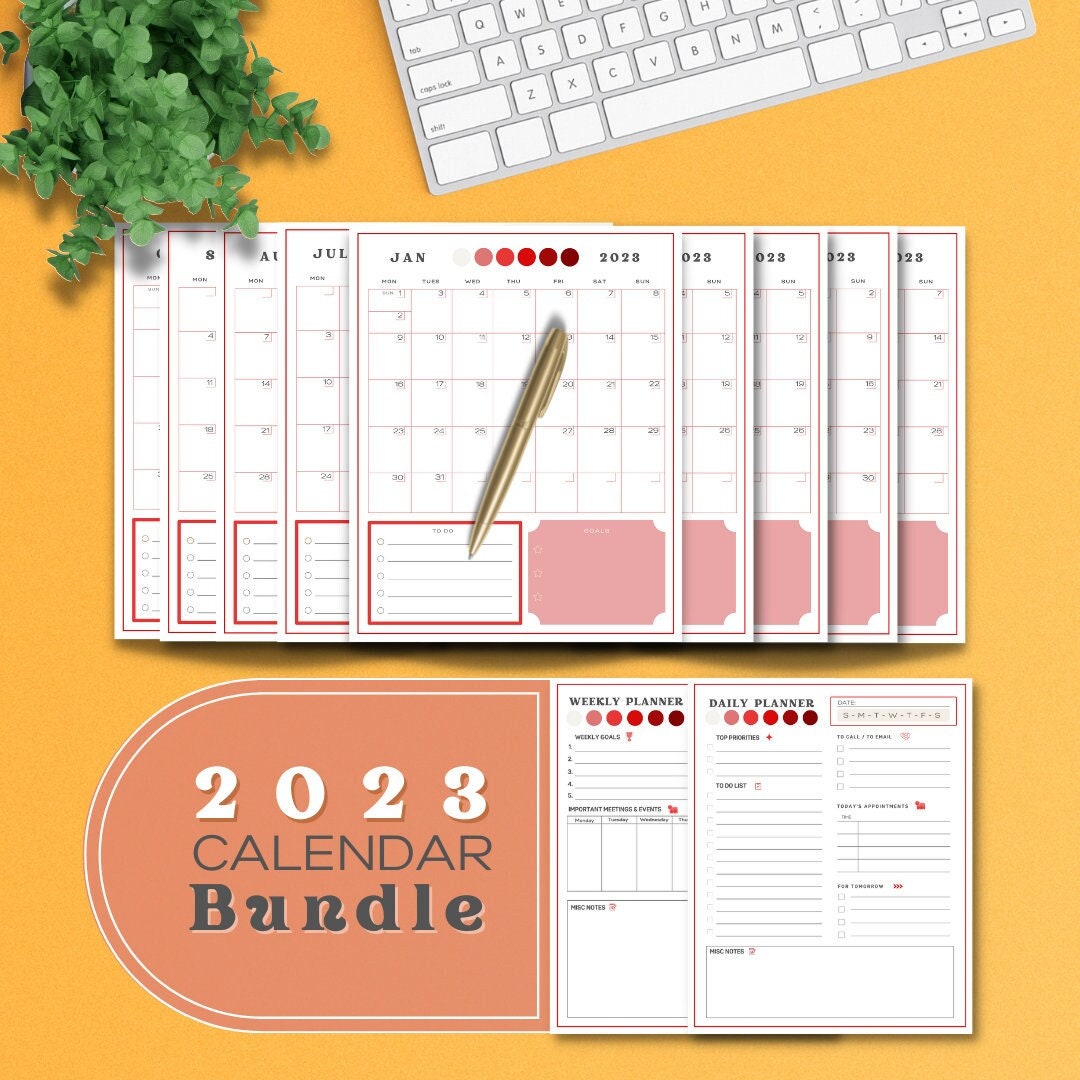 2023 Monthly Planner Printable, Dated Month on 1 Page, 2023 Calendar ...