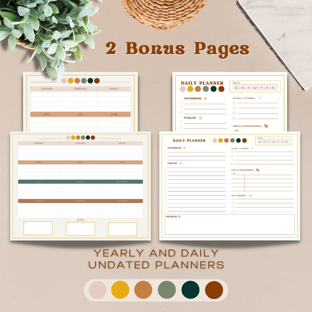 Weekly Planner Bundle Printable, Monday Start, Weekly Planner, Yearly ...