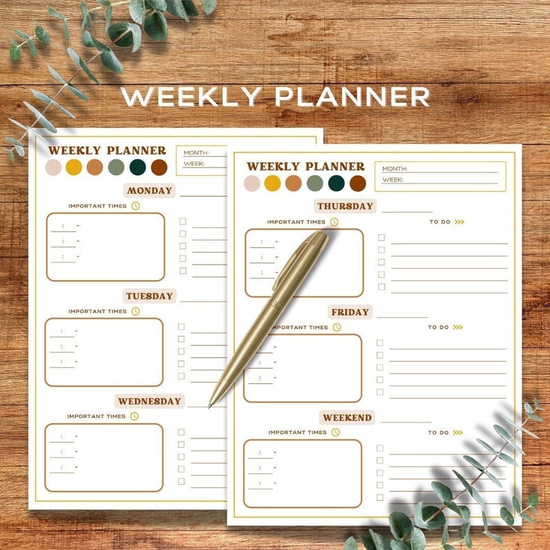 Weekly Planner Printable Monday Start Weekly Planner Weekly - Etsy