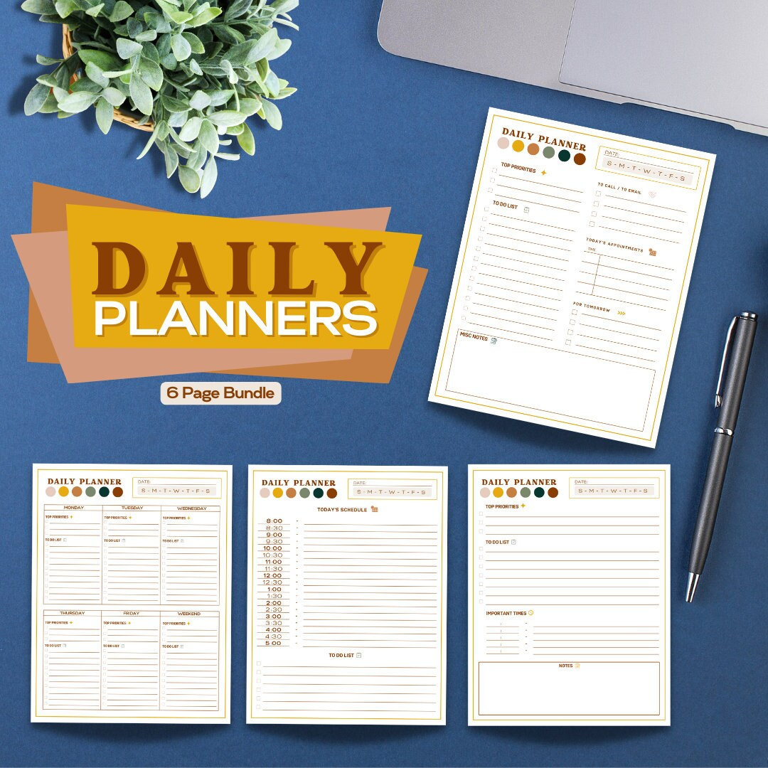 Daily Planner Bundle Printable, Daily Planner, Printable Planner Bundle ...