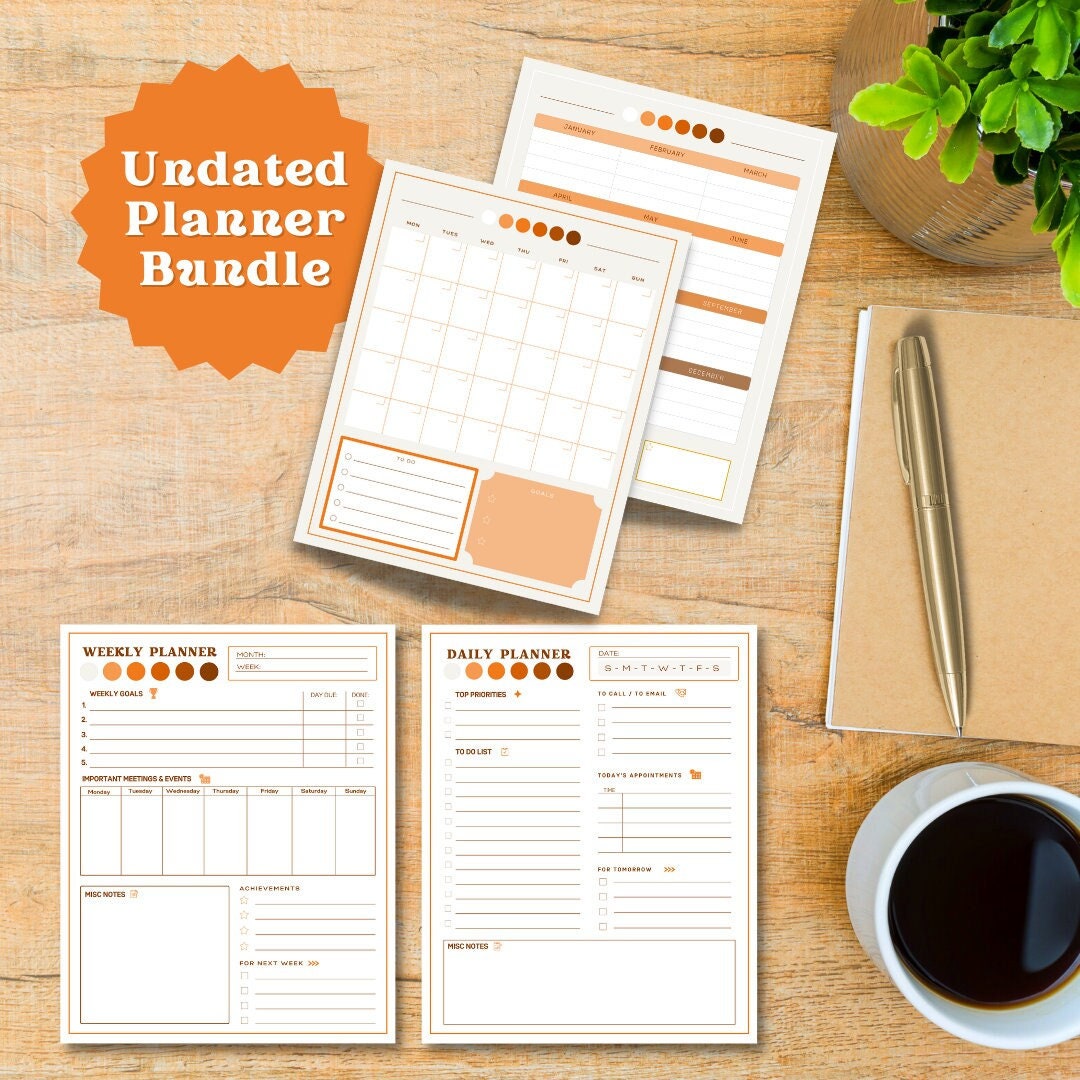 Undated Yearly Planner Daily Planner Weekly Planner Monthly - Etsy